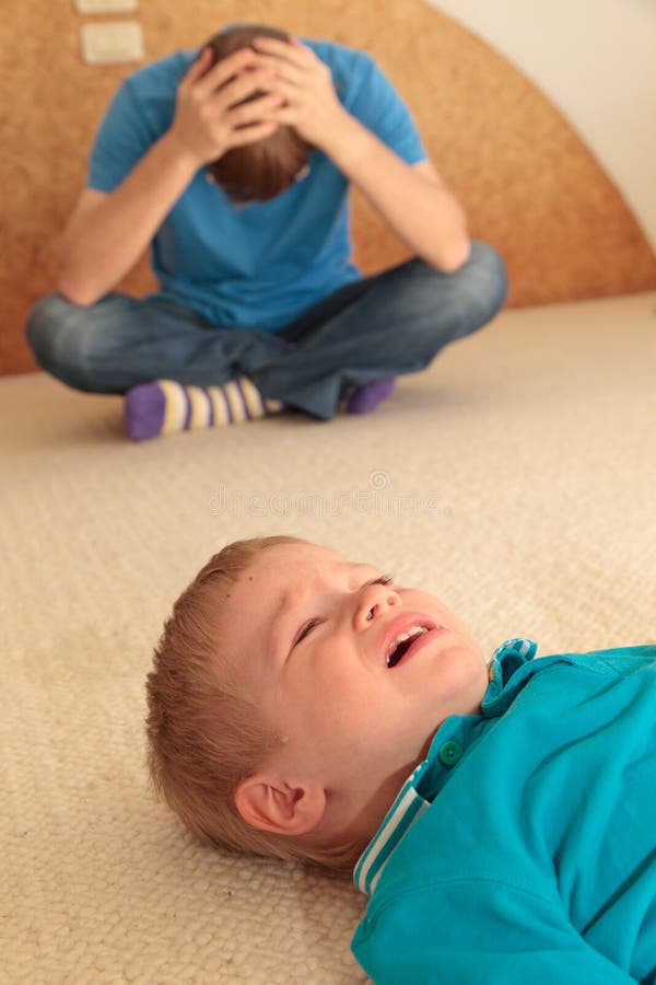 Father Comforting Son in Tears Stock Image - Image of comforting ...