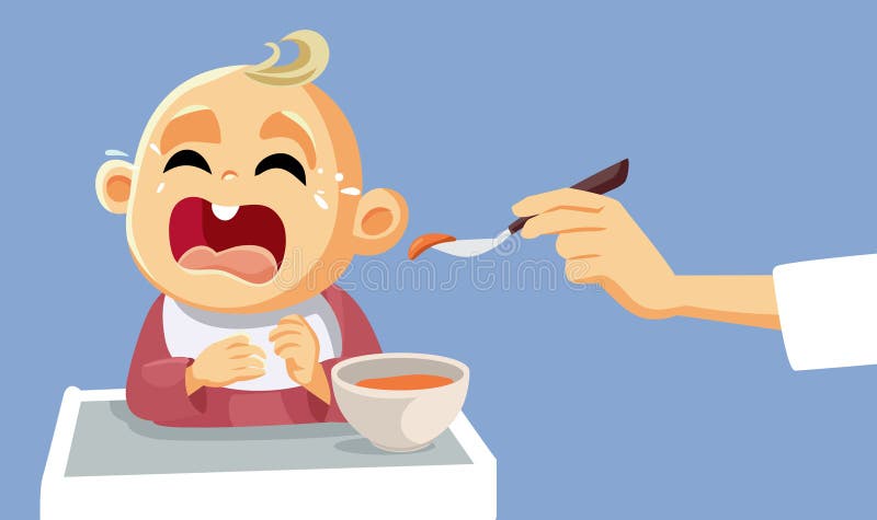 Baby Crying Refusing To Eat Vector Illustration Stock Vector ...