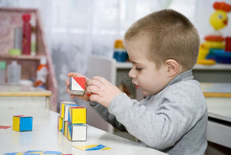 Baby and Cubes stock photo. Image of cheerfully, kindergarten - 4238702