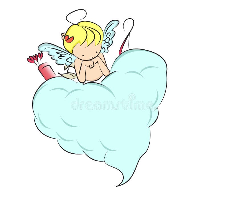 Baby Cupid on Cloud stock vector. Illustration of valentines - 29081932