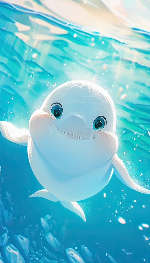 Baby Cute Beluga Cartoon Illustration Generative AI Stock Illustration ...