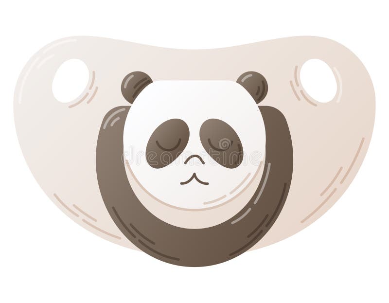 Baby Cute Flat Pacifier with Sleeping Panda Illustration. Vector ...
