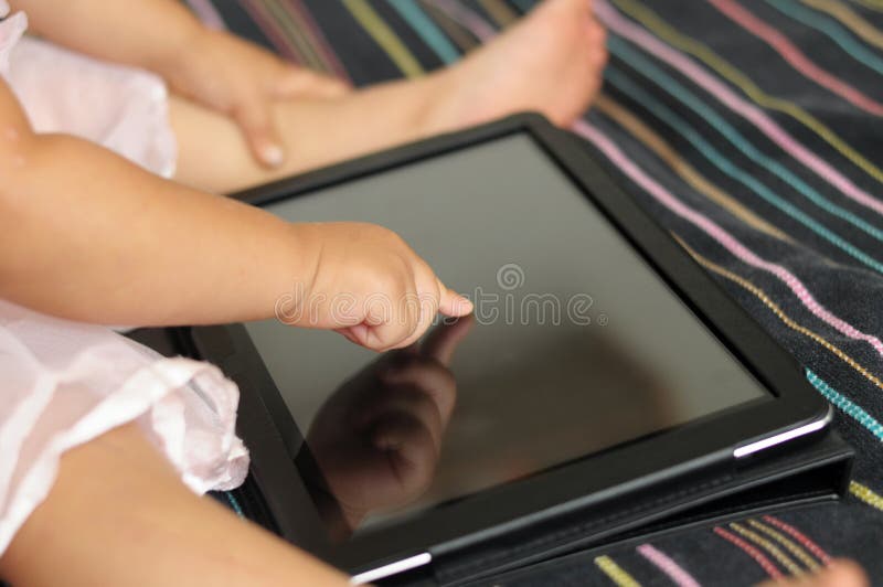 Baby Cute Hand Using Touchscreen Tablet PC Stock Photo - Image of ...
