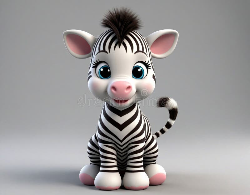 Baby Cute Little Zebra Cartoon Image - Generated by Ai Stock ...