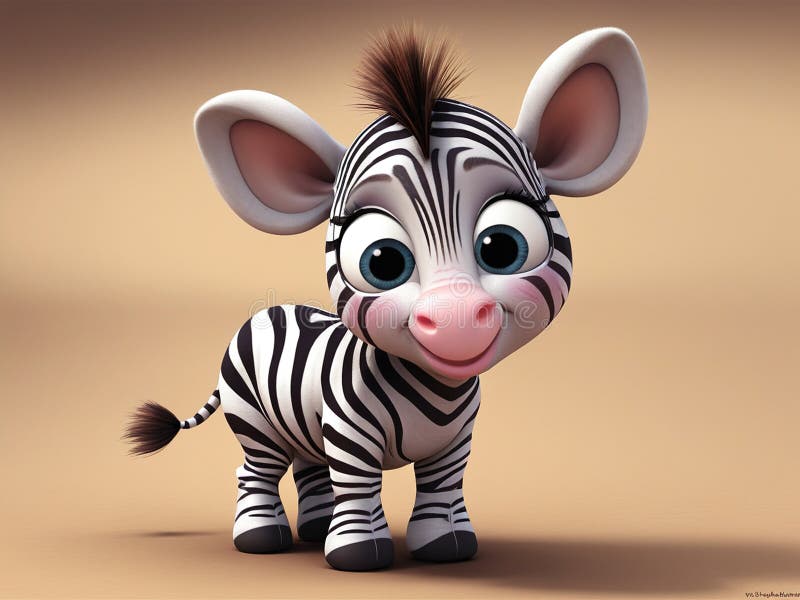 Baby Cute Little Zebra Cartoon Image - Generated by Ai Stock ...