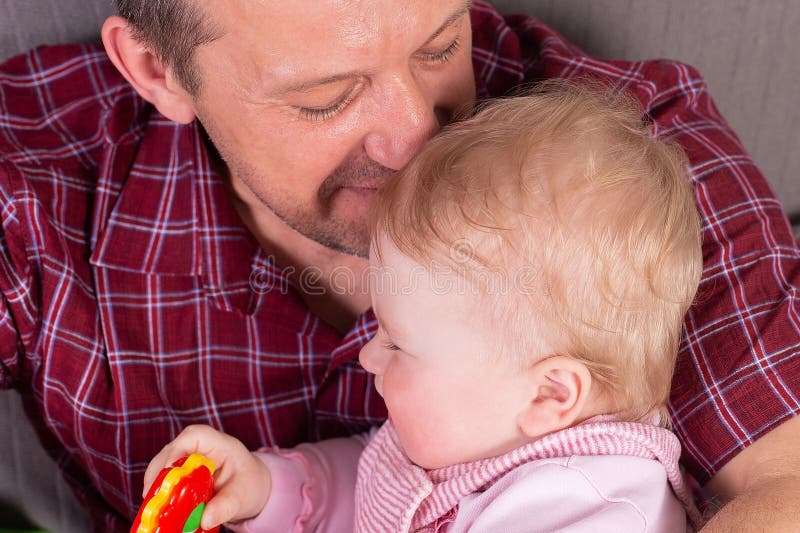 Baby with Daddy Playing, Close-Up Stock Photo - Image of house, bonding ...