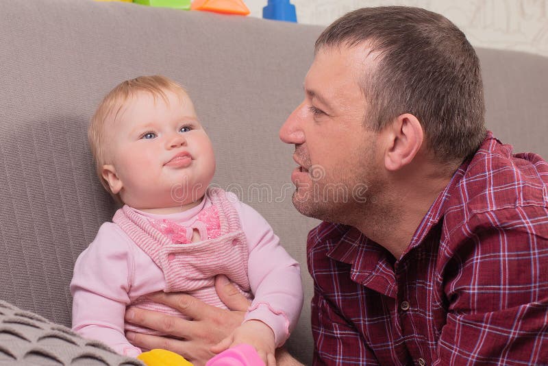 Baby with Daddy Playing, Close-Up Stock Image - Image of fathering ...