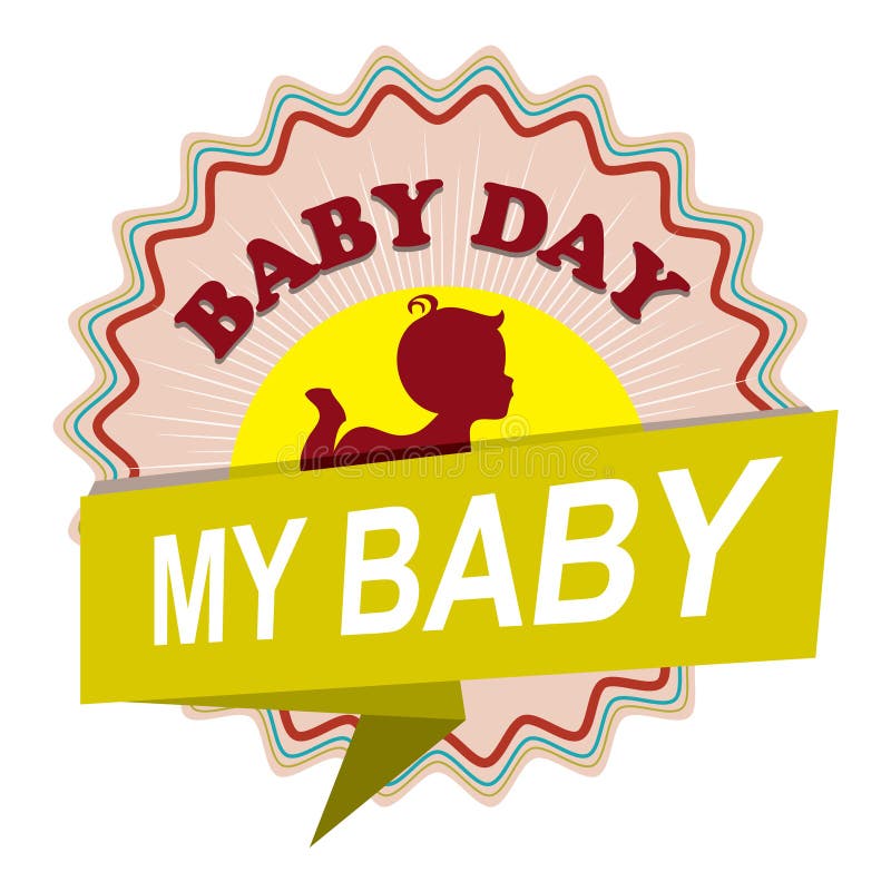 Baby Day date sticker stock vector. Illustration of brat - 378924343