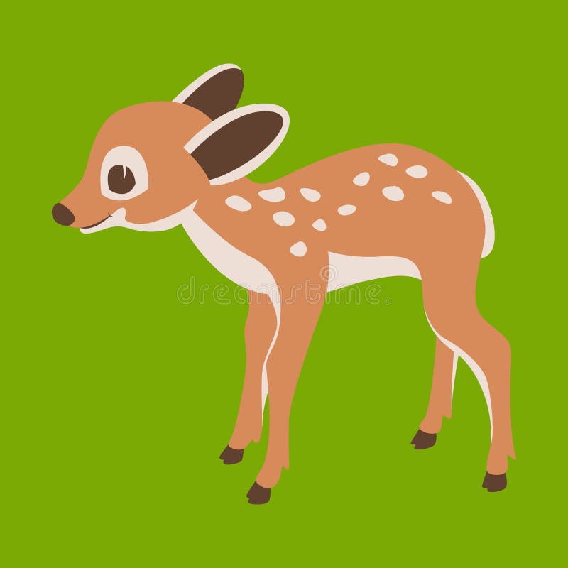 Baby Deer Cartoon Vector Illustration Flat Style Profile Stock Vector ...