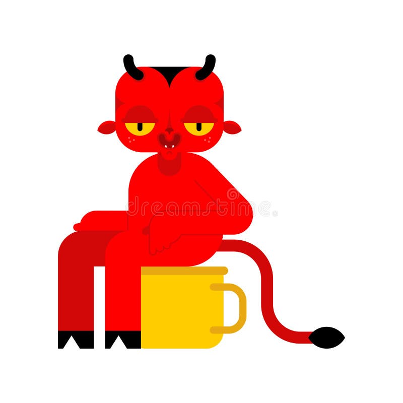 Baby Demon on Potty Toilet. Little Red Devil Stock Vector ...