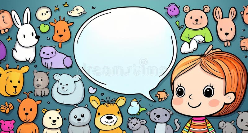 Cartoon Baby Talking with Text Bubble. Stock Illustration ...
