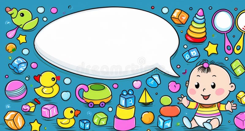 Cartoon Baby Talking with Text Bubble. Stock Illustration ...