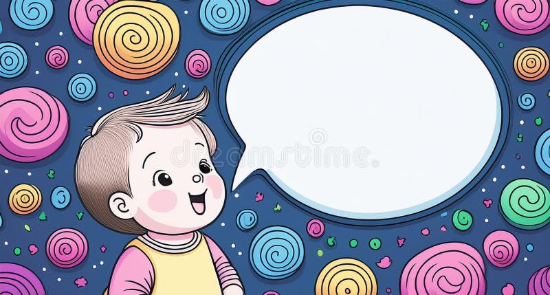 Cartoon Baby Talking with Text Bubble. Stock Illustration ...