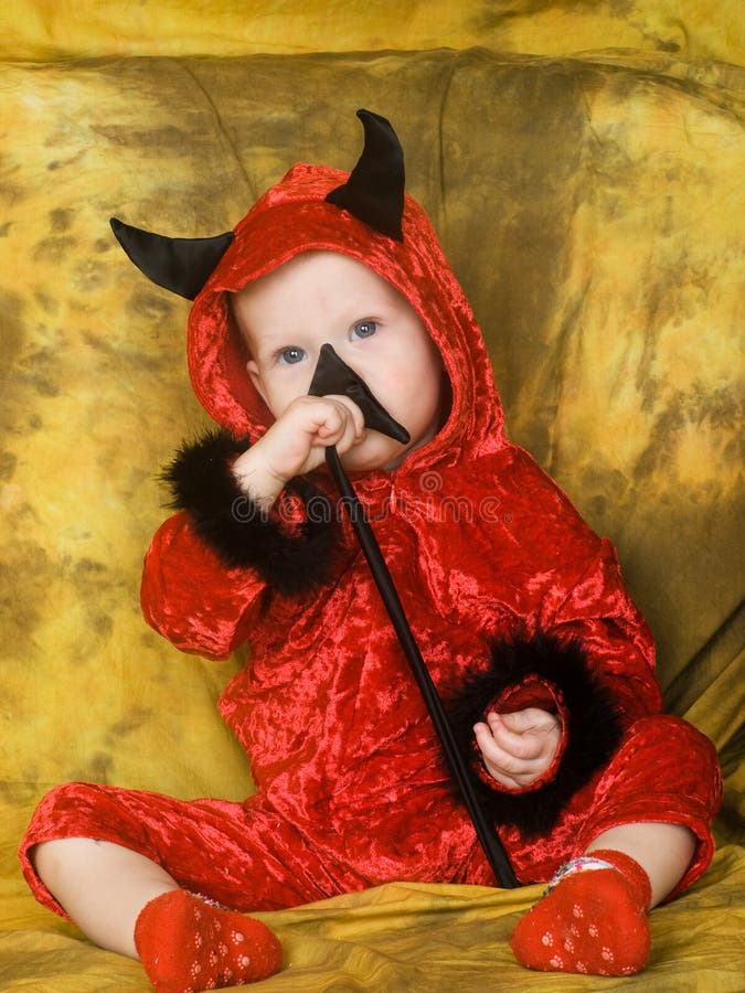 Baby devil stock image. Image of finger, seasonal, dress - 8335181