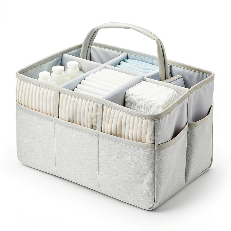 Baby Diaper Caddy with Compartments Stock Illustration - Illustration ...