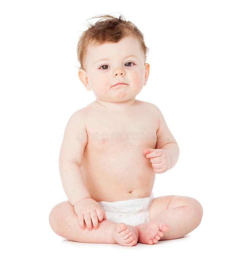Baby with diaper stock image. Image of beauty, isolated - 15939617