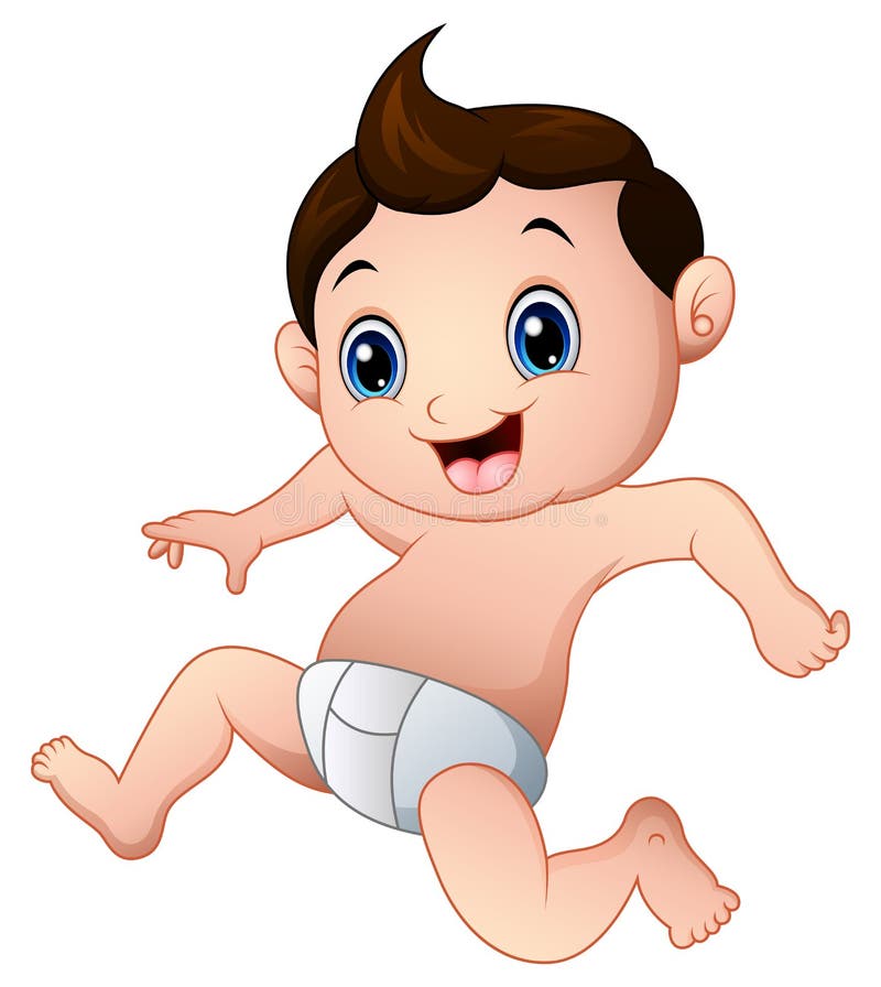 Baby in diaper jumping stock vector. Illustration of infant - 90981982