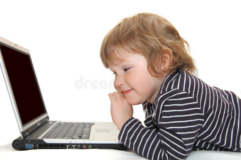Baby in Diaper Typing on Computer Stock Image - Image of conceptual ...