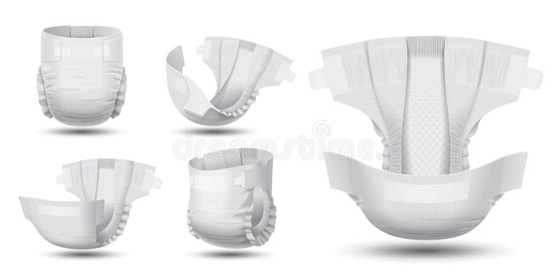Baby Diapers Realistic Set stock vector. Illustration of icons - 284995754