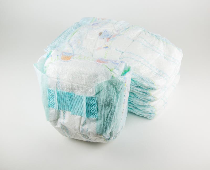 Baby Diapers On A White Background Stock Image - Image of closeup ...
