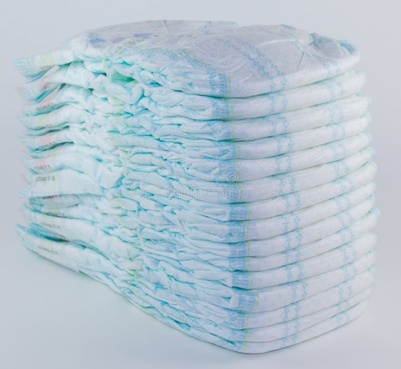Baby Diapers on a White Background Stock Photo - Image of clothing ...