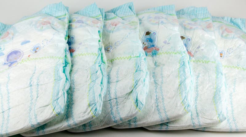 Baby Diapers on a White Background Stock Photo - Image of cloth, white ...