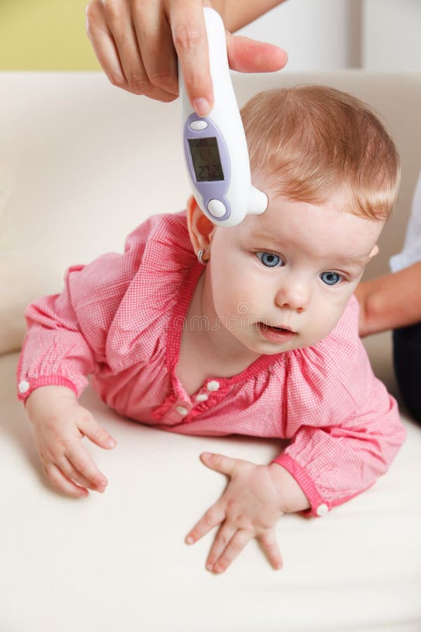 Baby with a Digital Thermometer Stock Image - Image of fever, healthy ...