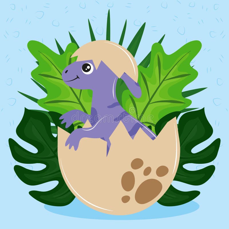 Baby dinosaur in egg shell stock vector. Illustration of dinosaur ...