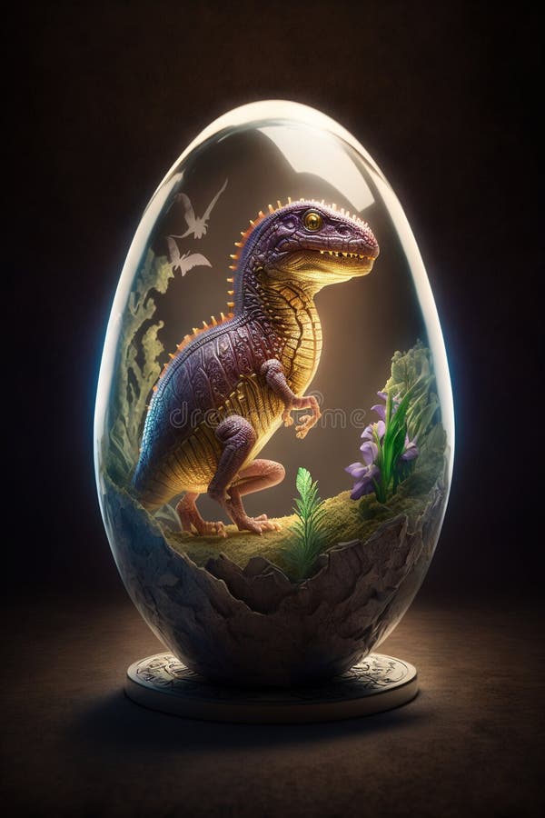 Baby Dinosaur Nesting Out of an Egg. Dinosaur Coming Out of an Egg ...