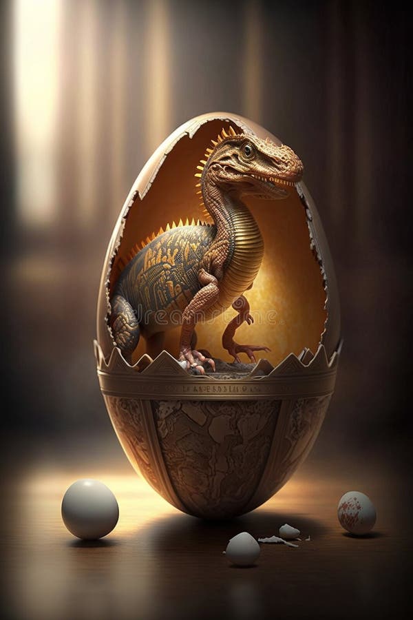 Baby Dinosaur Nesting Out of an Egg. Dinosaur Coming Out of an Egg ...