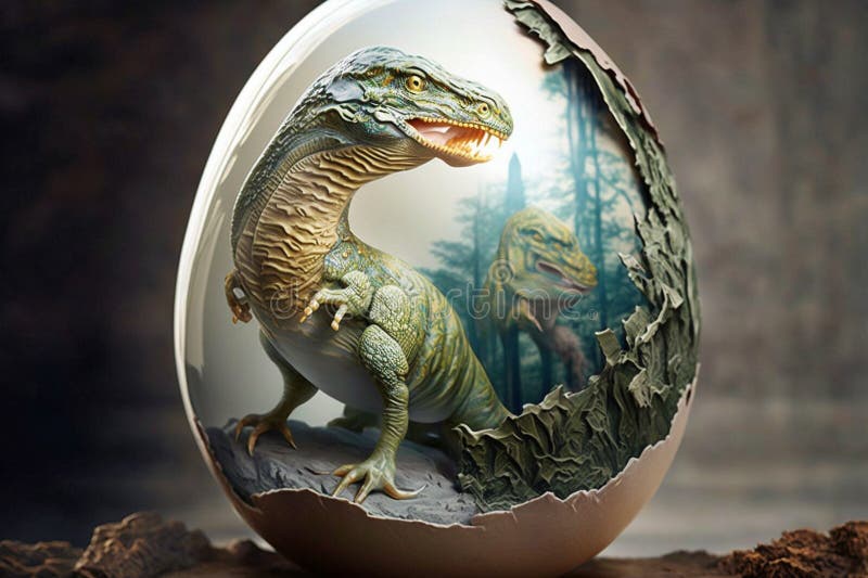 Baby Dinosaur Nesting Out of an Egg. Dinosaur Coming Out of an Egg ...