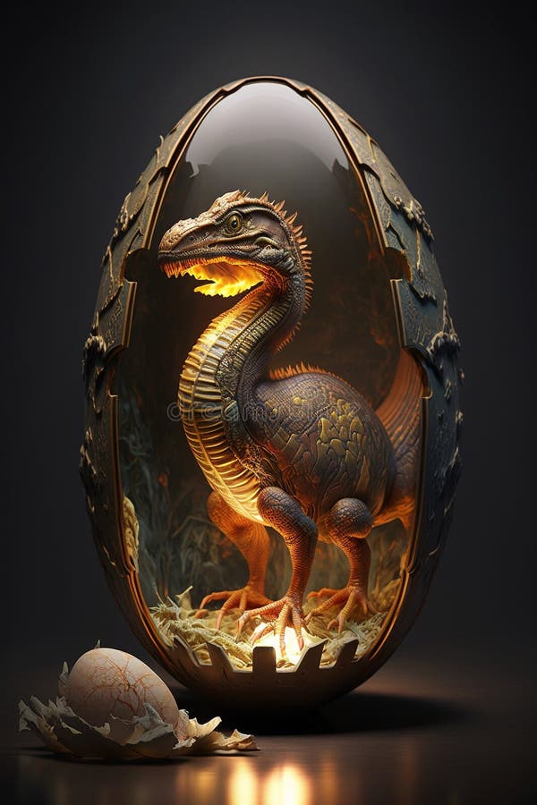 Baby Dinosaur Nesting Out of an Egg. Dinosaur Coming Out of an Egg ...