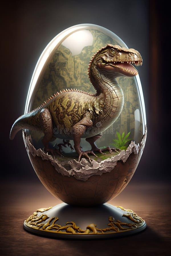 Baby Dinosaur Nesting Out of an Egg. Dinosaur Coming Out of an Egg ...