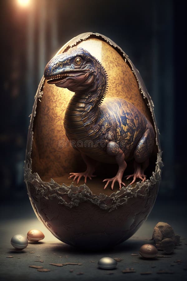 Baby Dinosaur Nesting Out of an Egg. Dinosaur Coming Out of an Egg ...