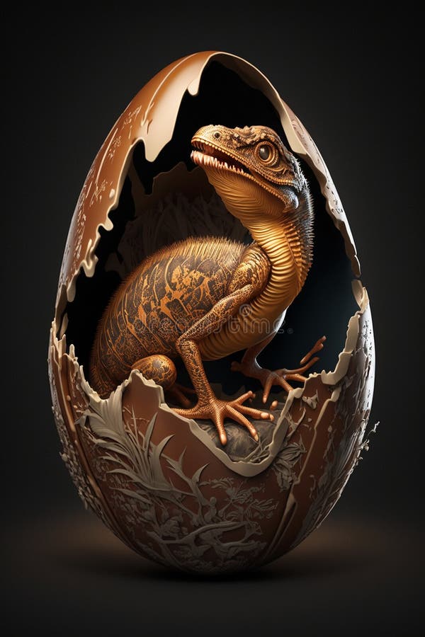 Baby Dinosaur Nesting Out of an Egg. Dinosaur Coming Out of an Egg ...