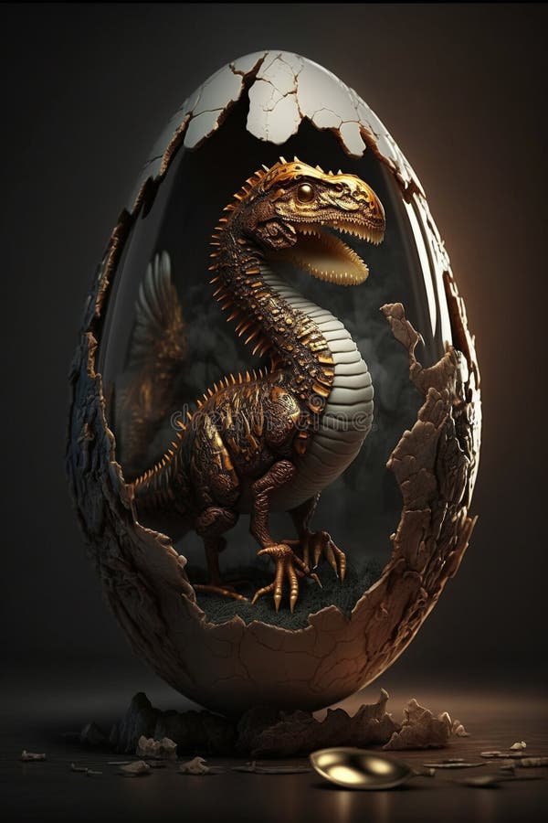 Baby Dinosaur Nesting Out of an Egg. Dinosaur Coming Out of an Egg ...