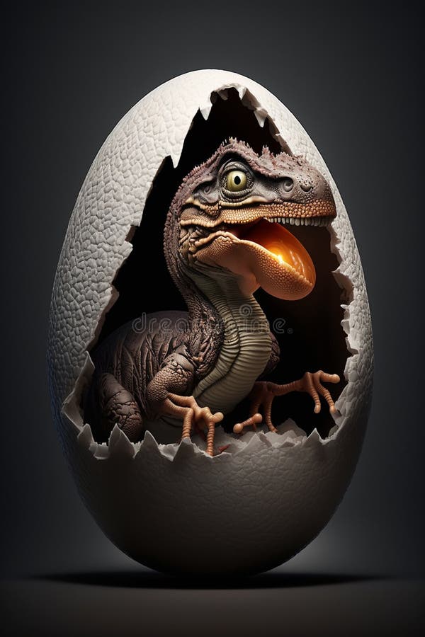 Baby Dinosaur Nesting Out of an Egg. Dinosaur Coming Out of an Egg ...