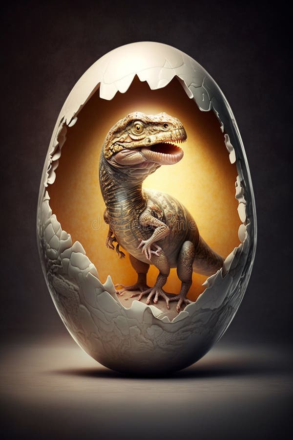 Baby Dinosaur Nesting Out of an Egg. Dinosaur Coming Out of an Egg ...