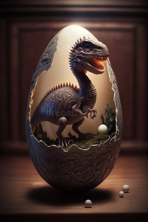 Baby Dinosaur Nesting Out of an Egg. Dinosaur Coming Out of an Egg ...