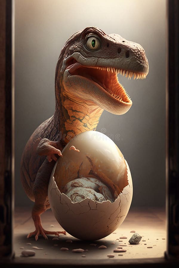 Baby Dinosaur Nesting Out of an Egg. Dinosaur Coming Out of an Egg ...