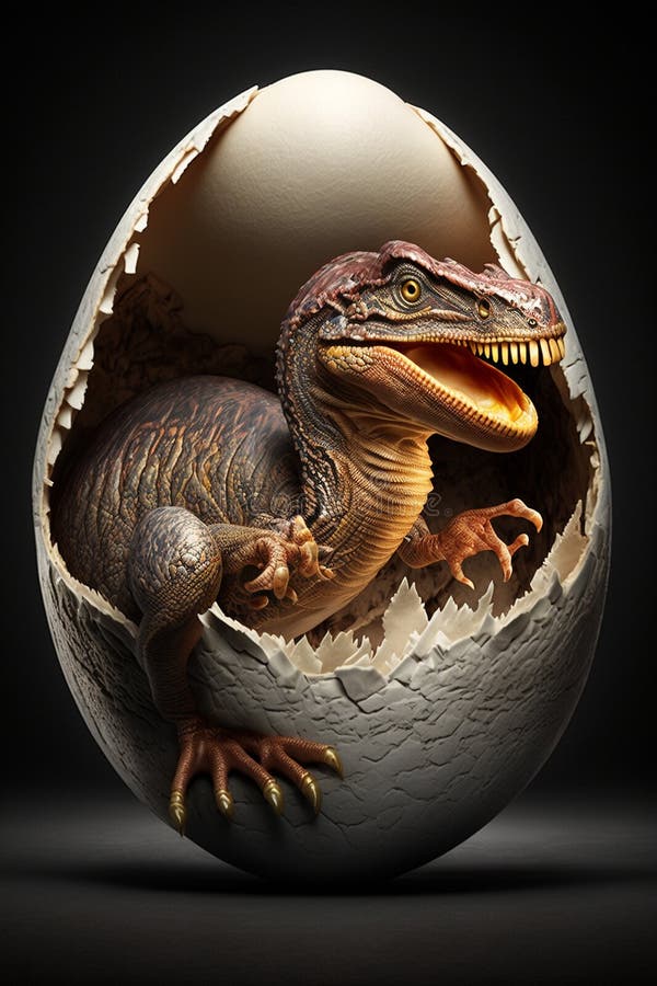 Baby Dinosaur Nesting Out of an Egg. Dinosaur Coming Out of an Egg ...