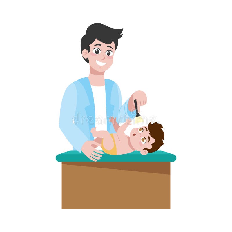Baby Doctor Pediatric Examination Stock Illustration - Illustration of ...