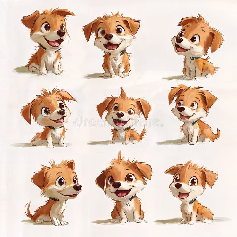 Baby Dog Illustration from Different Angles for Children S Book ...