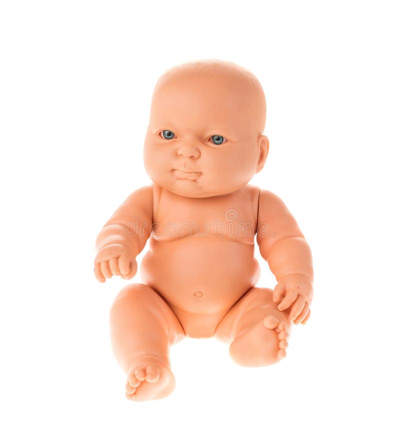 Baby doll in white stock photo. Image of nappy, puppet - 61327100