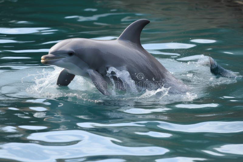 Baby Dolphin Leaping Out of the Water, with Its Sidekick Jumping in ...
