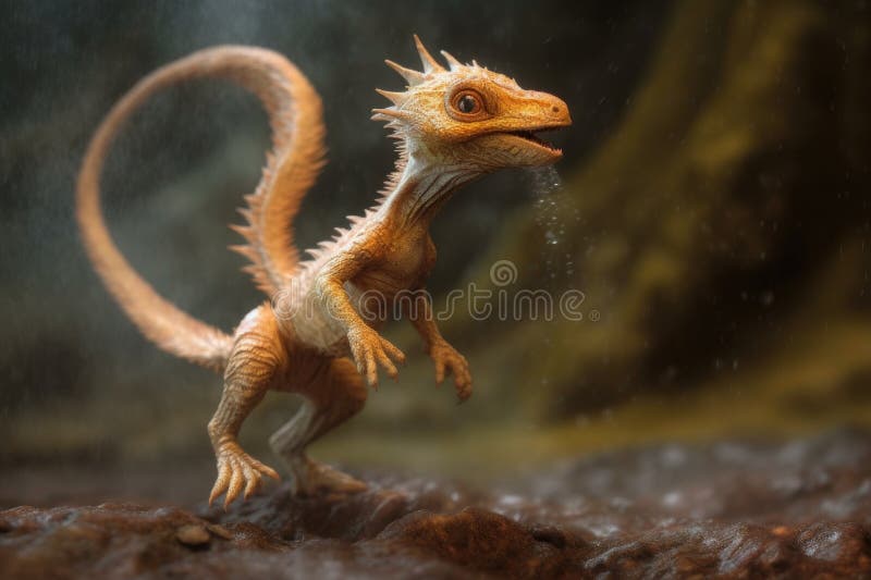 Baby Dragon Chasing Its Own Tail in a Playful Manner Stock Illustration ...