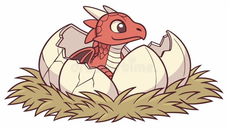 Dragon Hatching from Egg. Mythical Fire Dragon Egg through Incubation ...