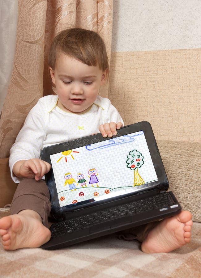 Baby and drawing stock image. Image of childhood, people - 25152697