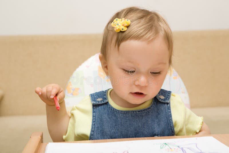 Baby drawing stock photo. Image of paint, girl, paper - 6380130
