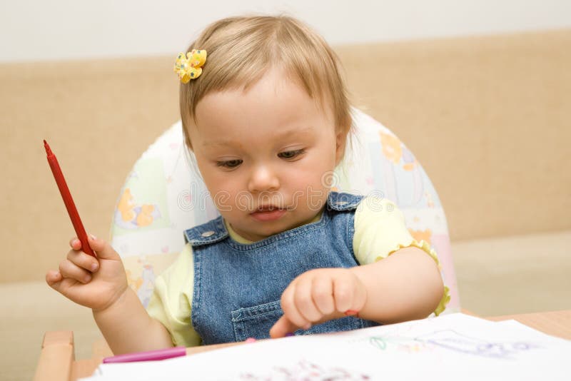 Baby drawing stock image. Image of baby, hobby, painter - 6380451